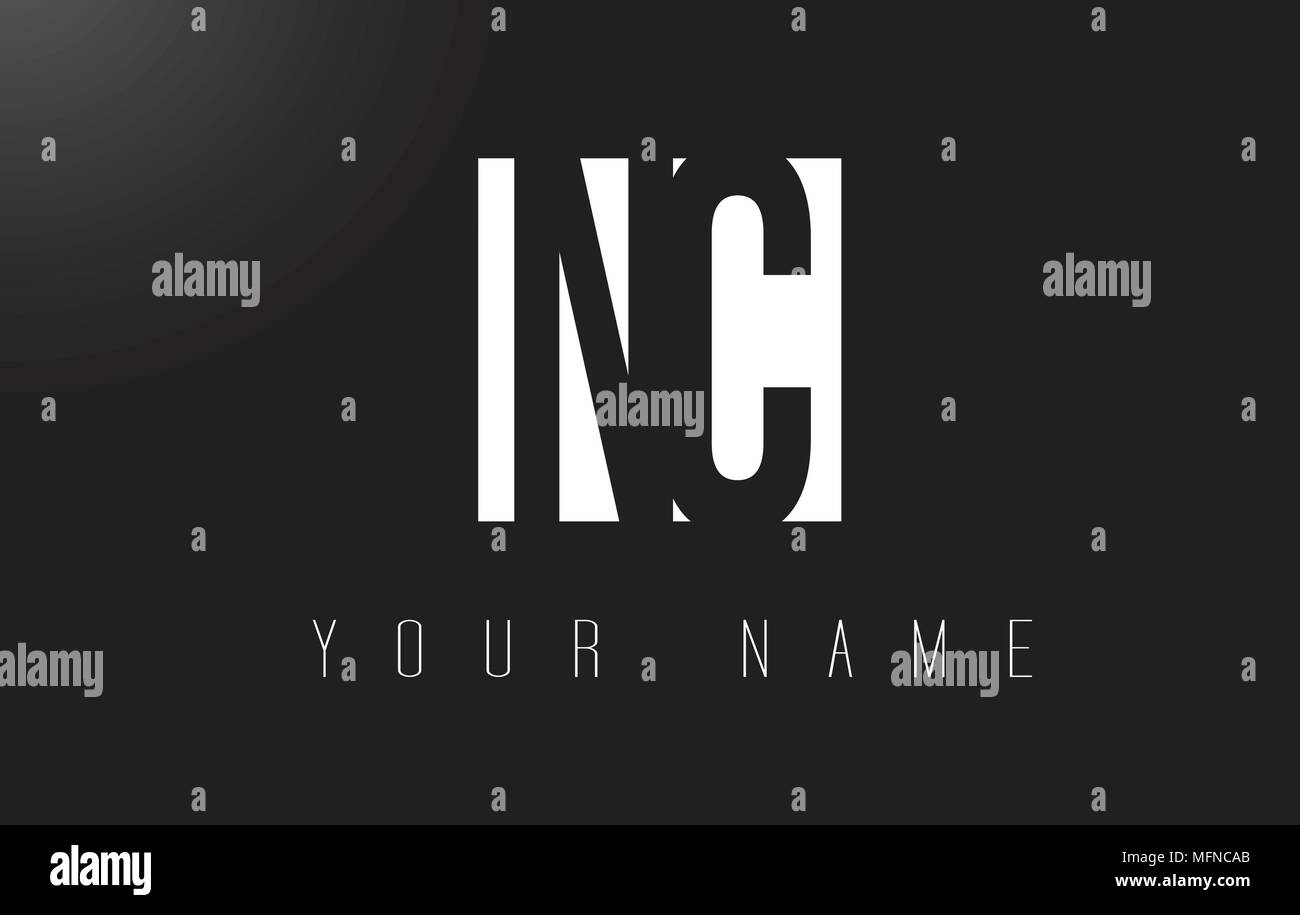 NC Letter Logo With Black and White Letters Negative Space Design Stock ...