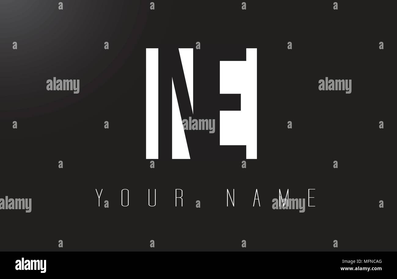 NE Letter Logo With Black and White Letters Negative Space Design Stock ...
