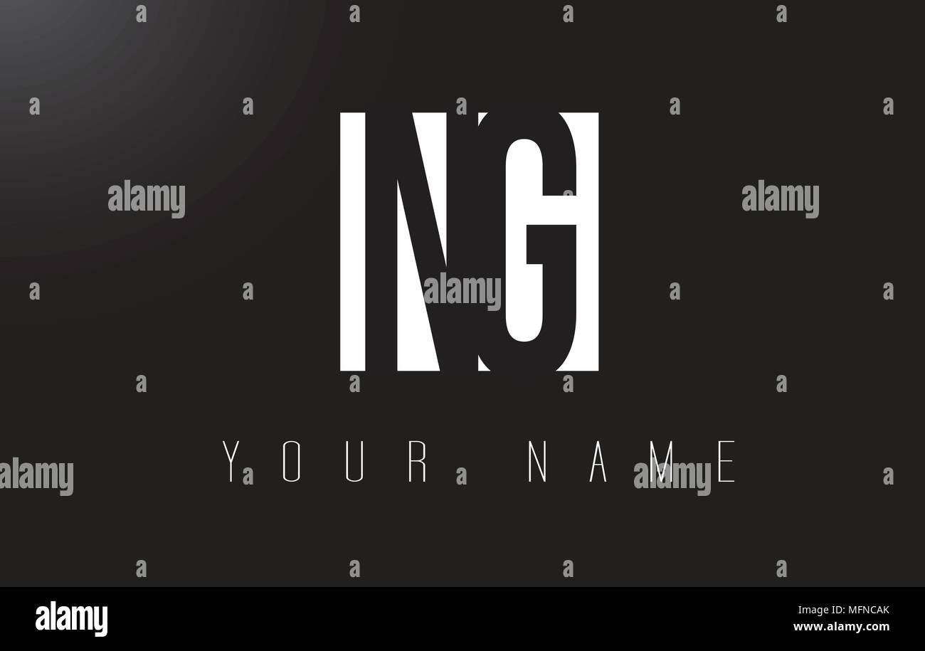 NG Letter Logo With Black and White Letters Negative Space Design Stock ...