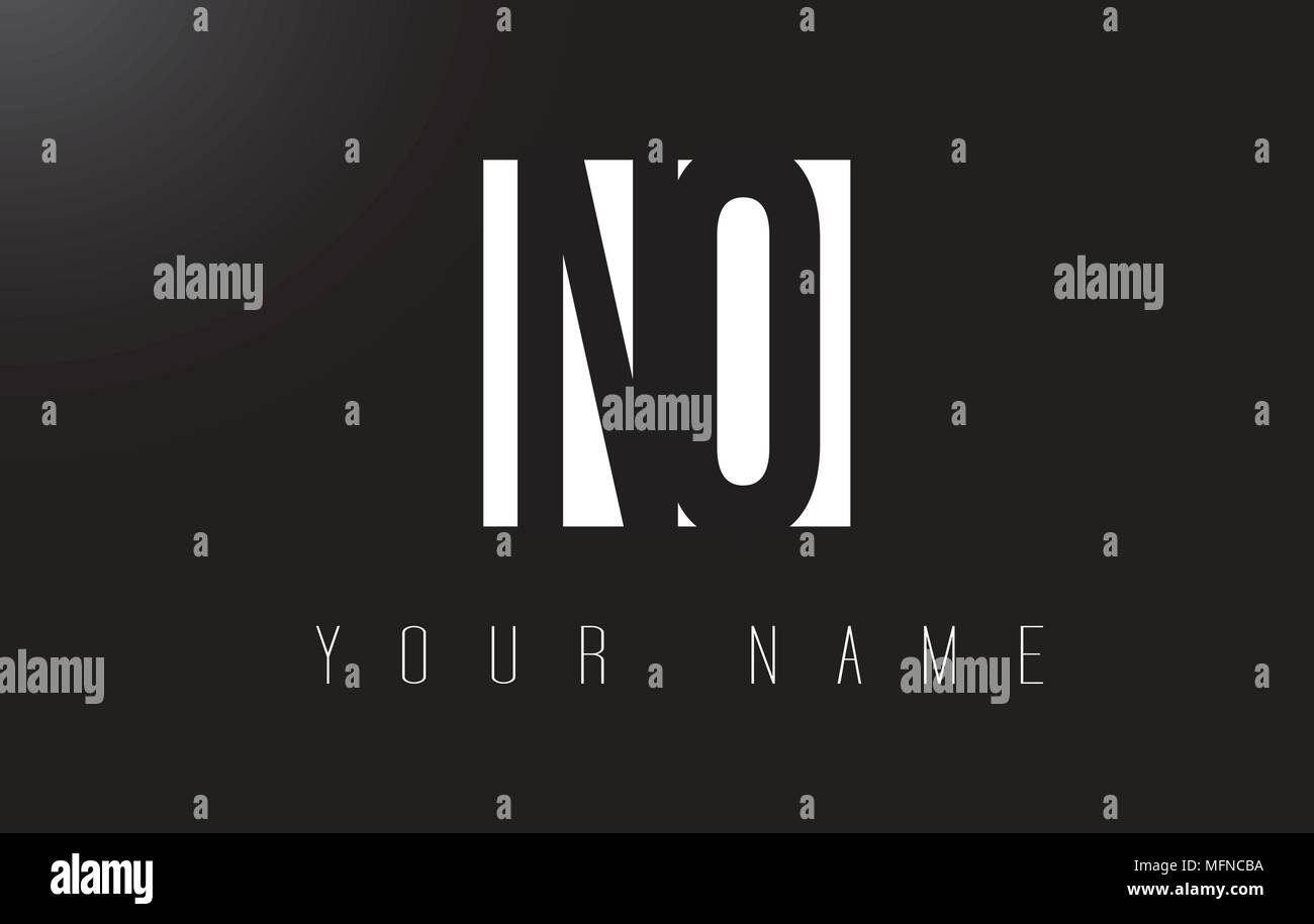 NO Letter Logo With Black and White Letters Negative Space Design Stock ...