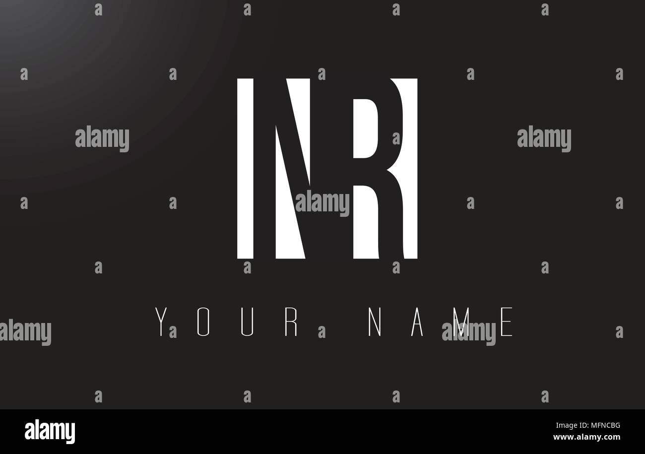 NR Letter Logo With Black and White Letters Negative Space Design Stock ...
