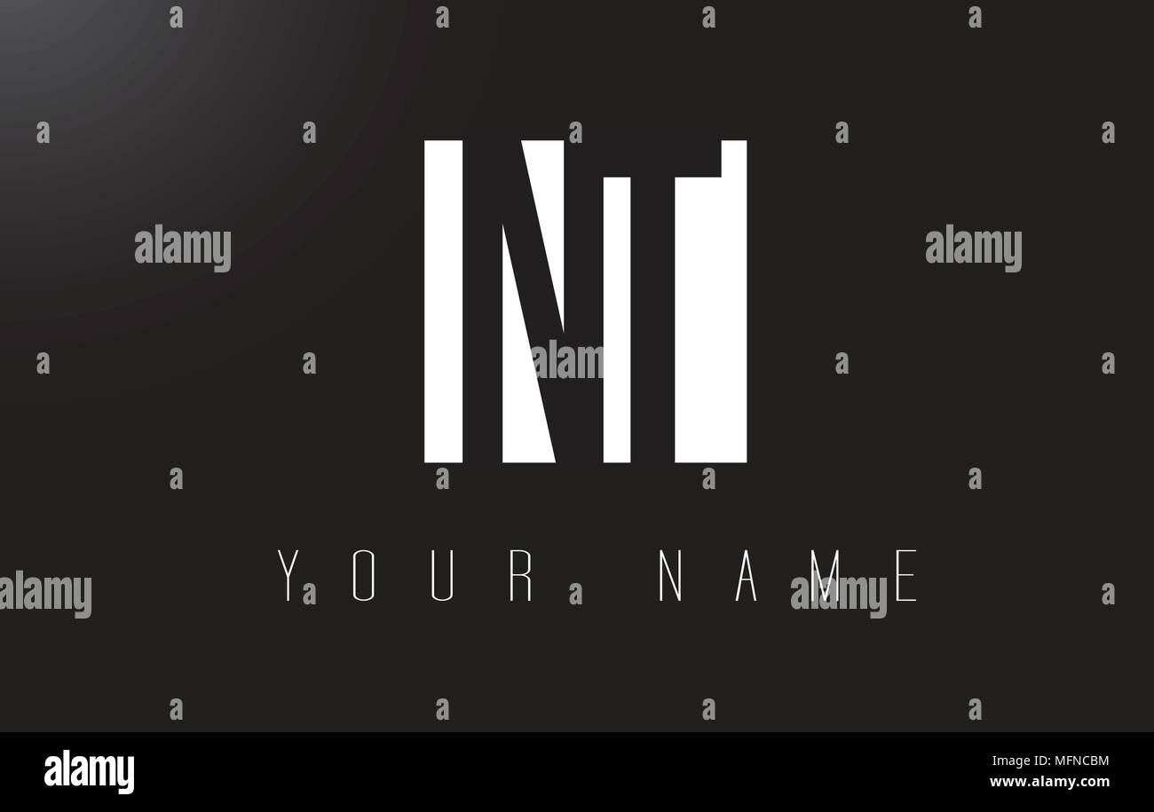NT Letter Logo With Black and White Letters Negative Space Design Stock ...