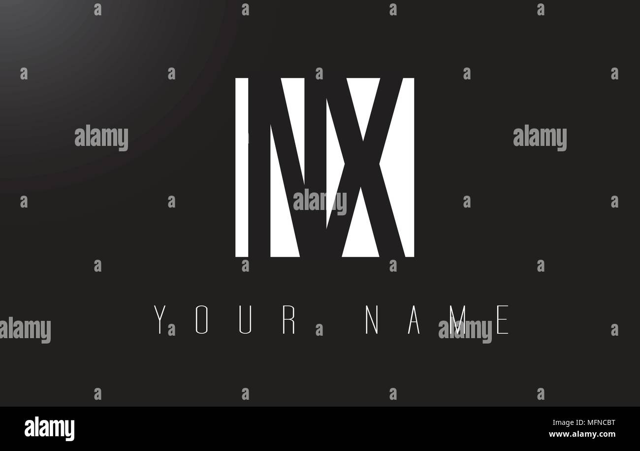 NX Letter Logo With Black and White Letters Negative Space Design Stock ...