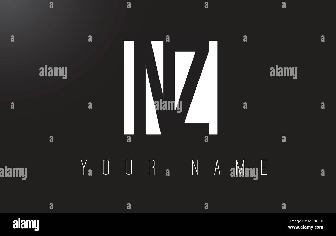 NZ Letter Logo With Black and White Letters Negative Space Design Stock ...