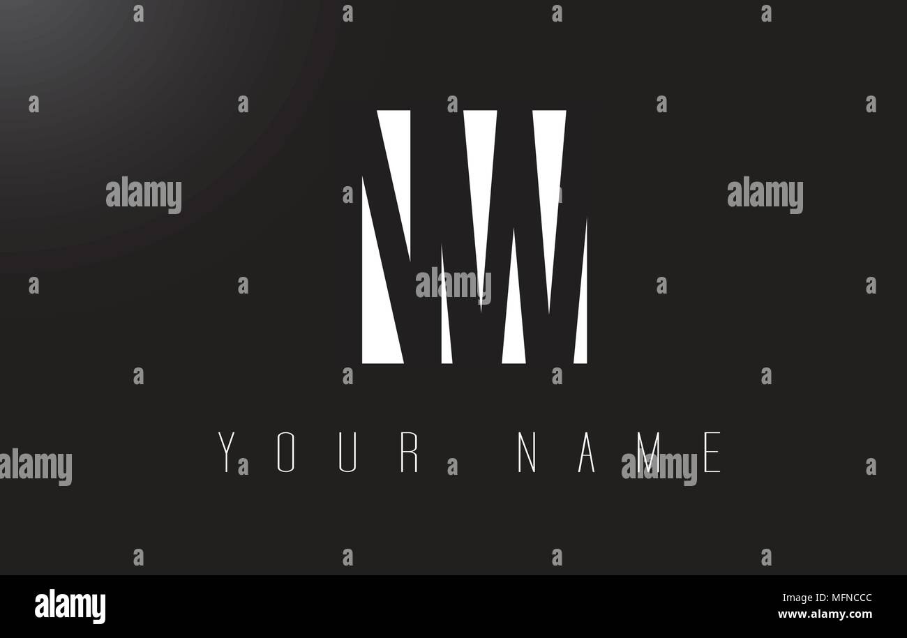 NW Letter Logo With Black and White Letters Negative Space Design Stock ...