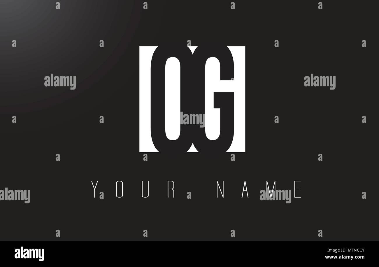 OG Letter Logo With Black and White Letters Negative Space Design Stock ...