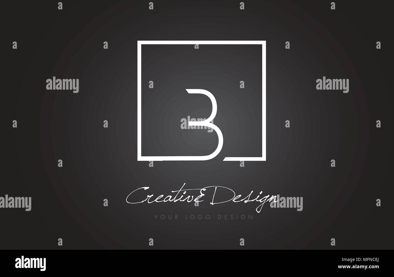 B Square Framed Letter Logo Design Vector with Black and White Colors ...