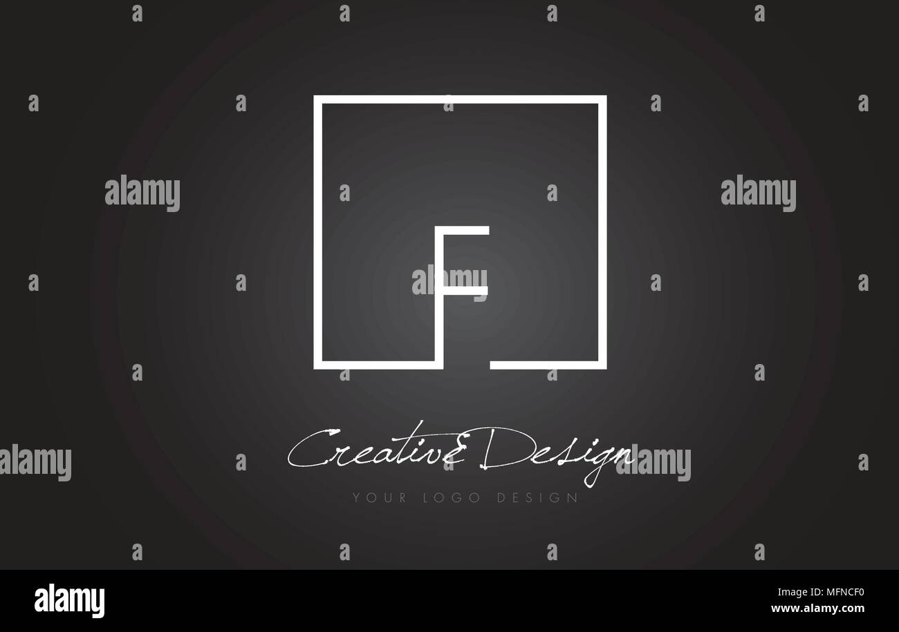 F Square Framed Letter Logo Design Vector with Black and White Colors ...