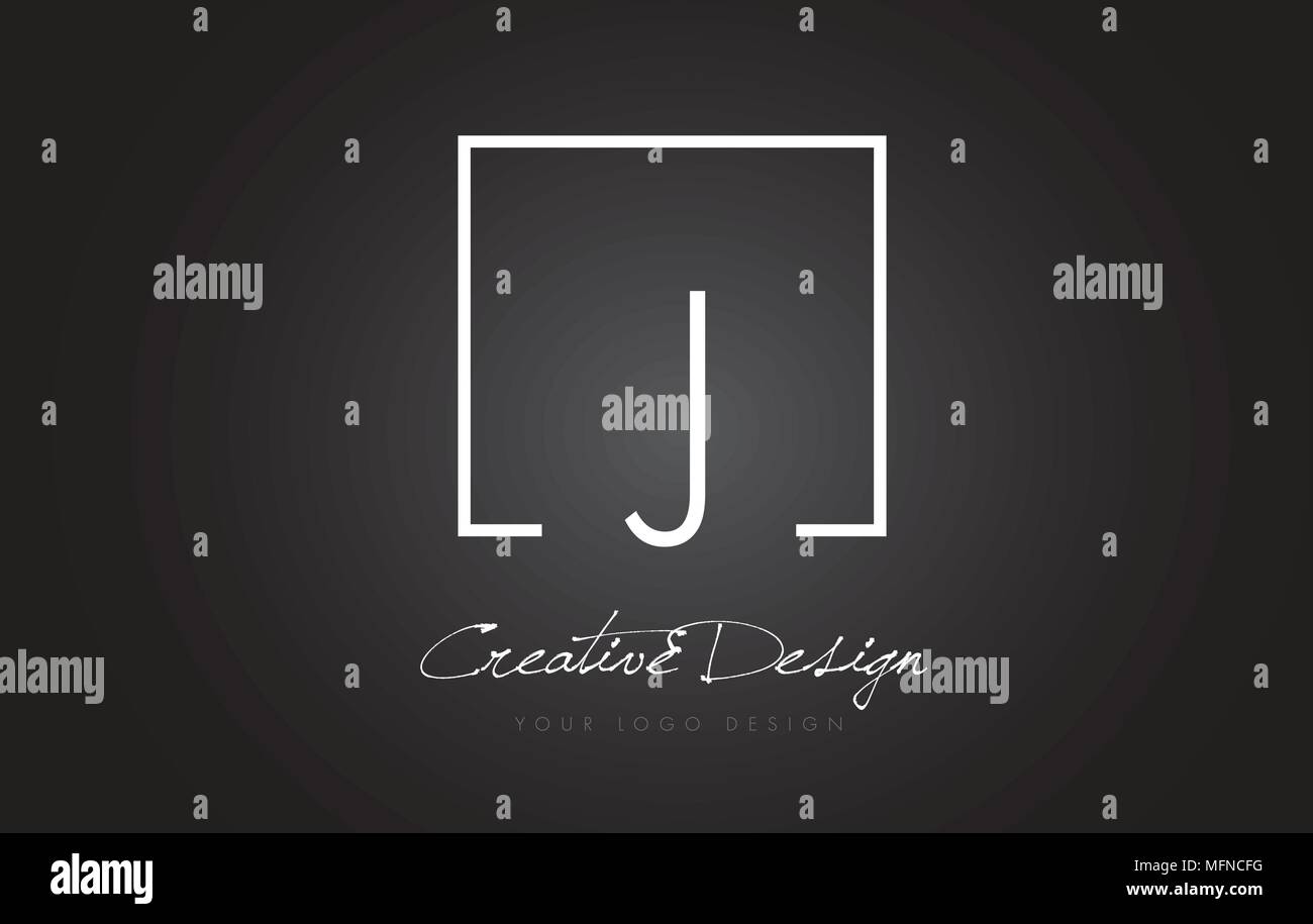 J Square Framed Letter Logo Design Vector with Black and White Colors ...