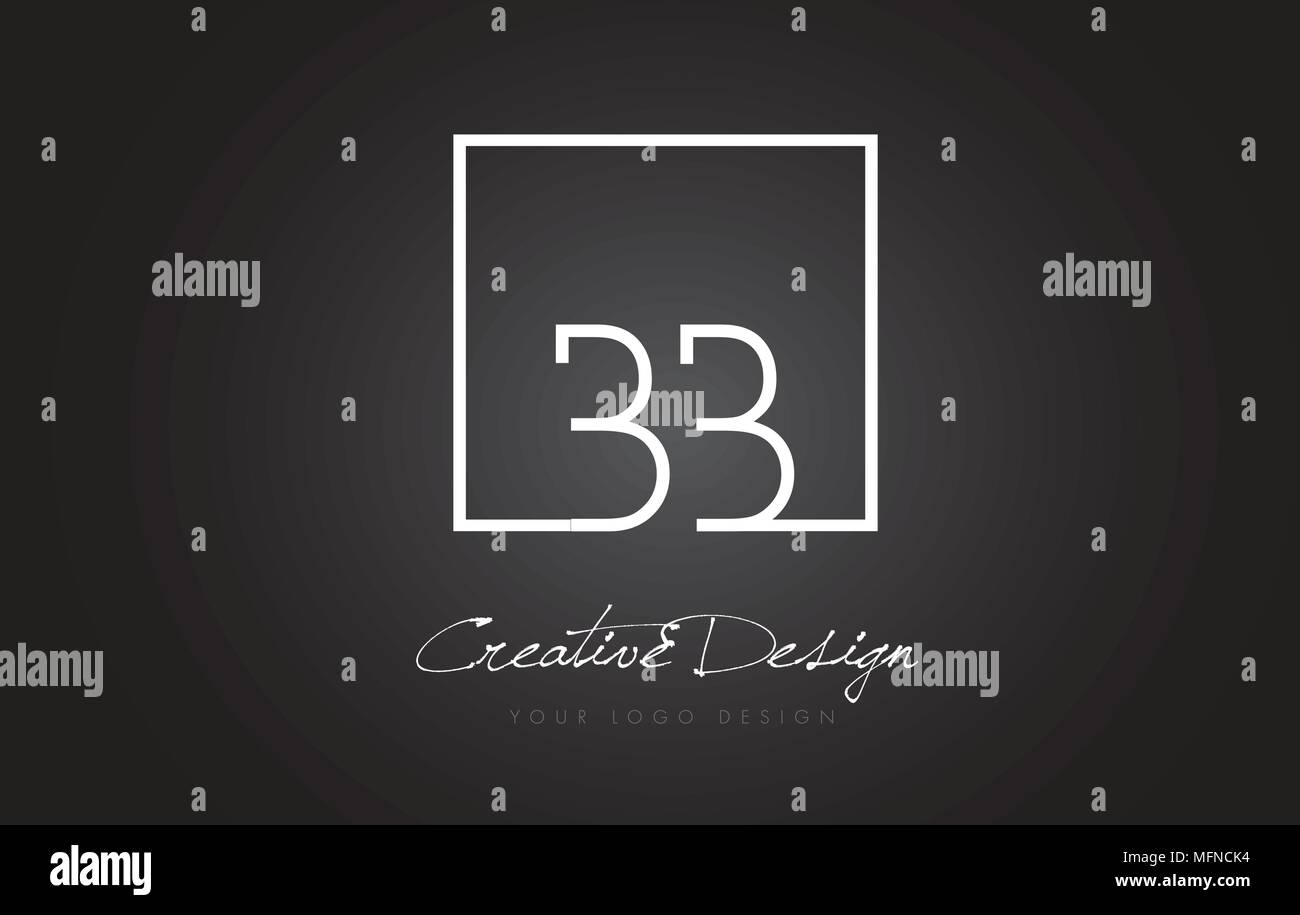 BB Square Framed Letter Logo Design Vector with Black and White Colors ...