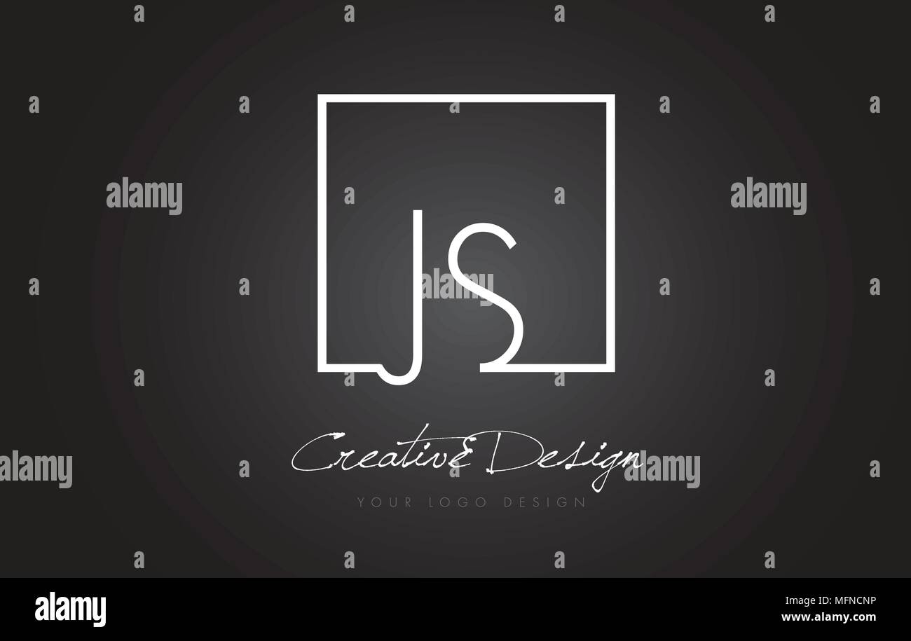 JS Square Framed Letter Logo Design Vector with Black and White Colors ...
