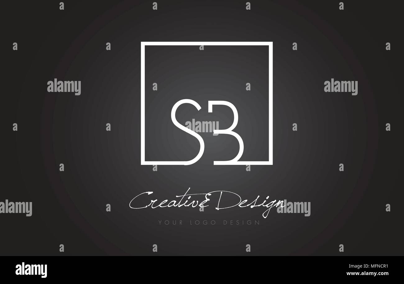 SB Square Framed Letter Logo Design Vector with Black and White Colors ...