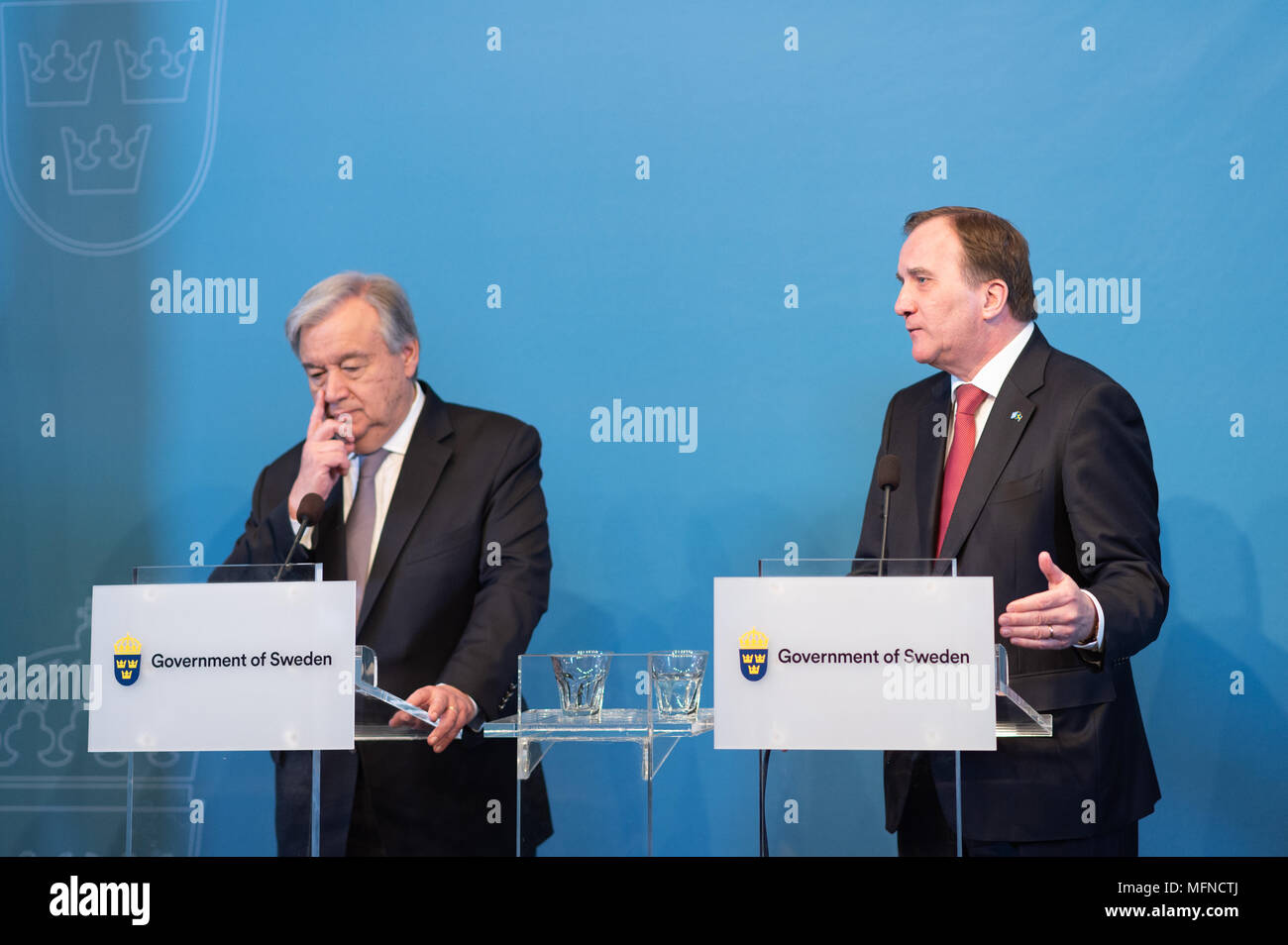 Stockholm, Sweden, 23th April, 2018. UN Secretary-General and Security ...