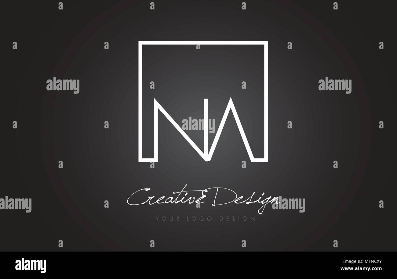 NA Square Framed Letter Logo Design Vector with Black and White Colors ...
