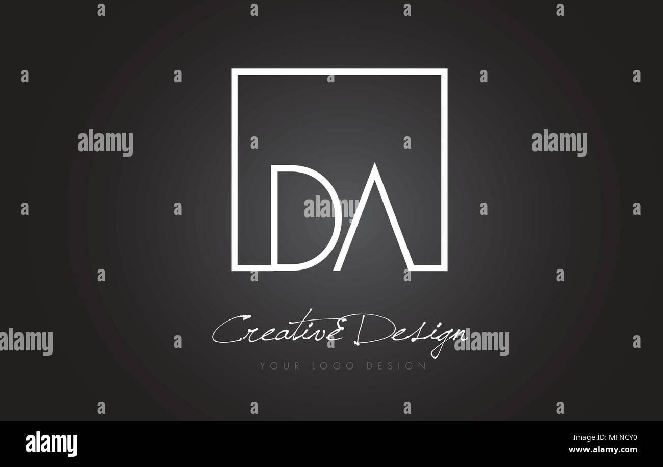 DA Square Framed Letter Logo Design Vector with Black and White Colors ...