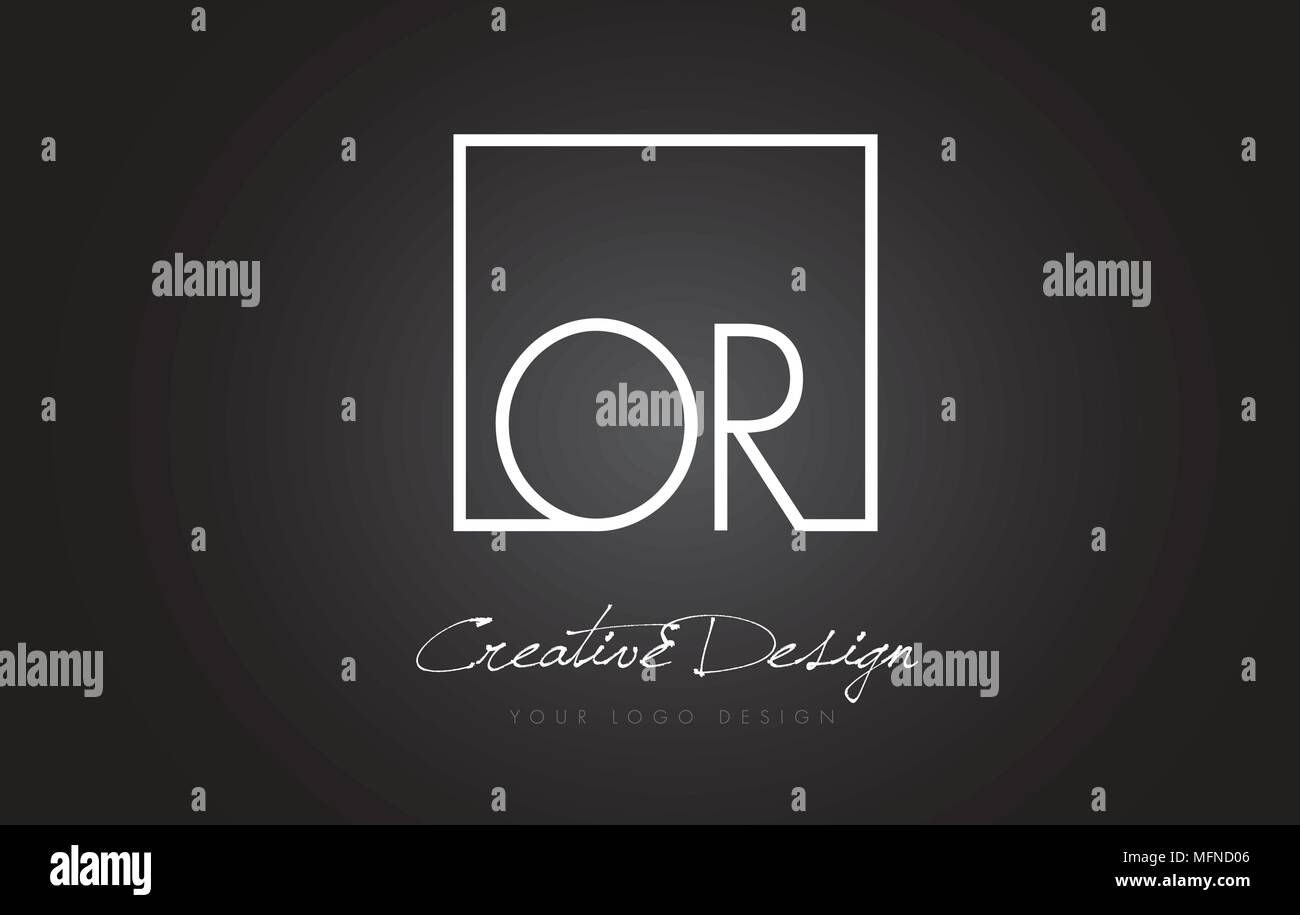 OR Square Framed Letter Logo Design Vector with Black and White Colors ...