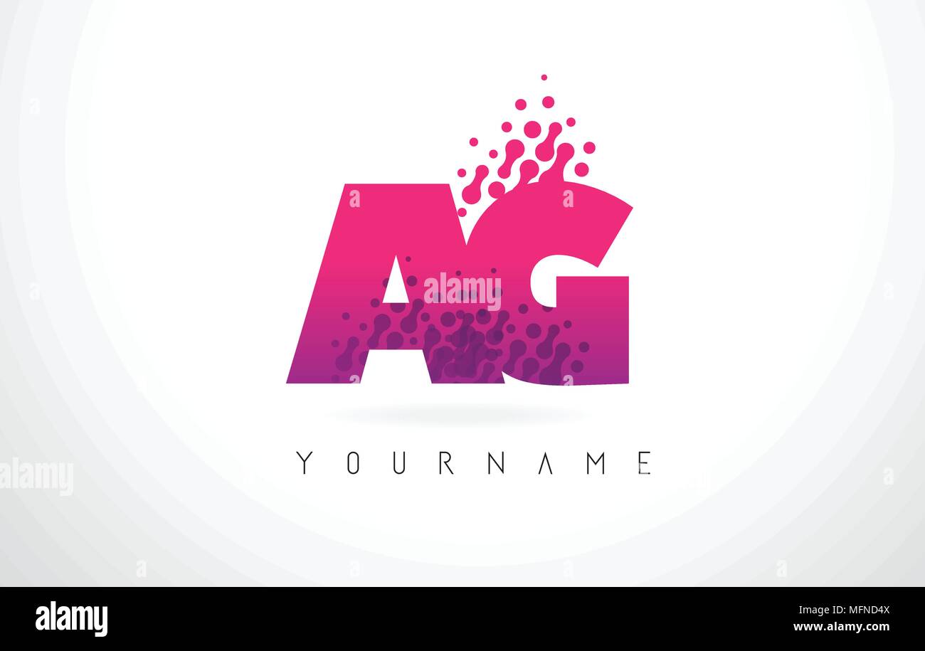 AG A G Letter Logo with Pink Letters and Purple Color Particles Dots ...