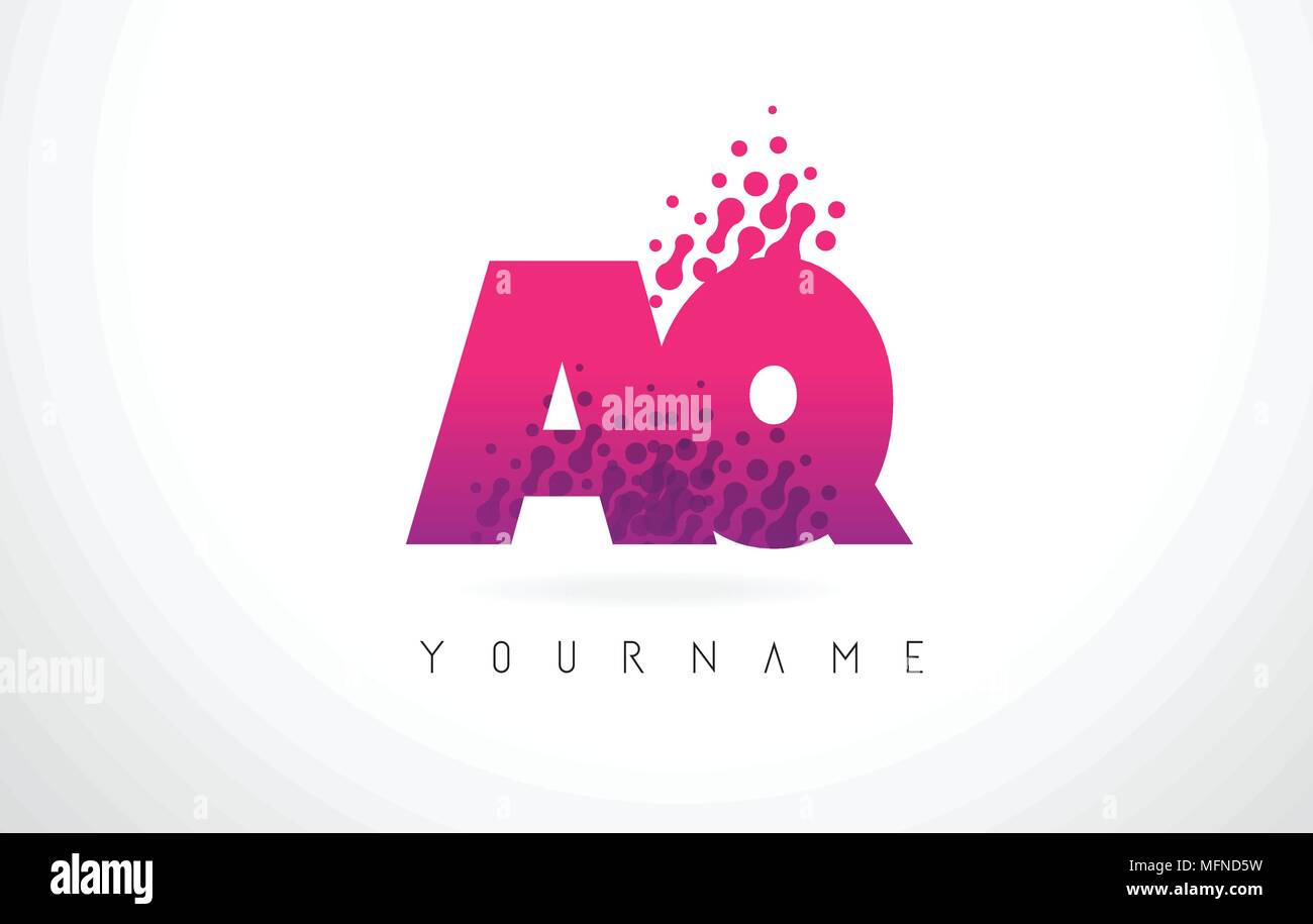 AQ A Q Letter Logo with Pink Letters and Purple Color Particles Dots ...