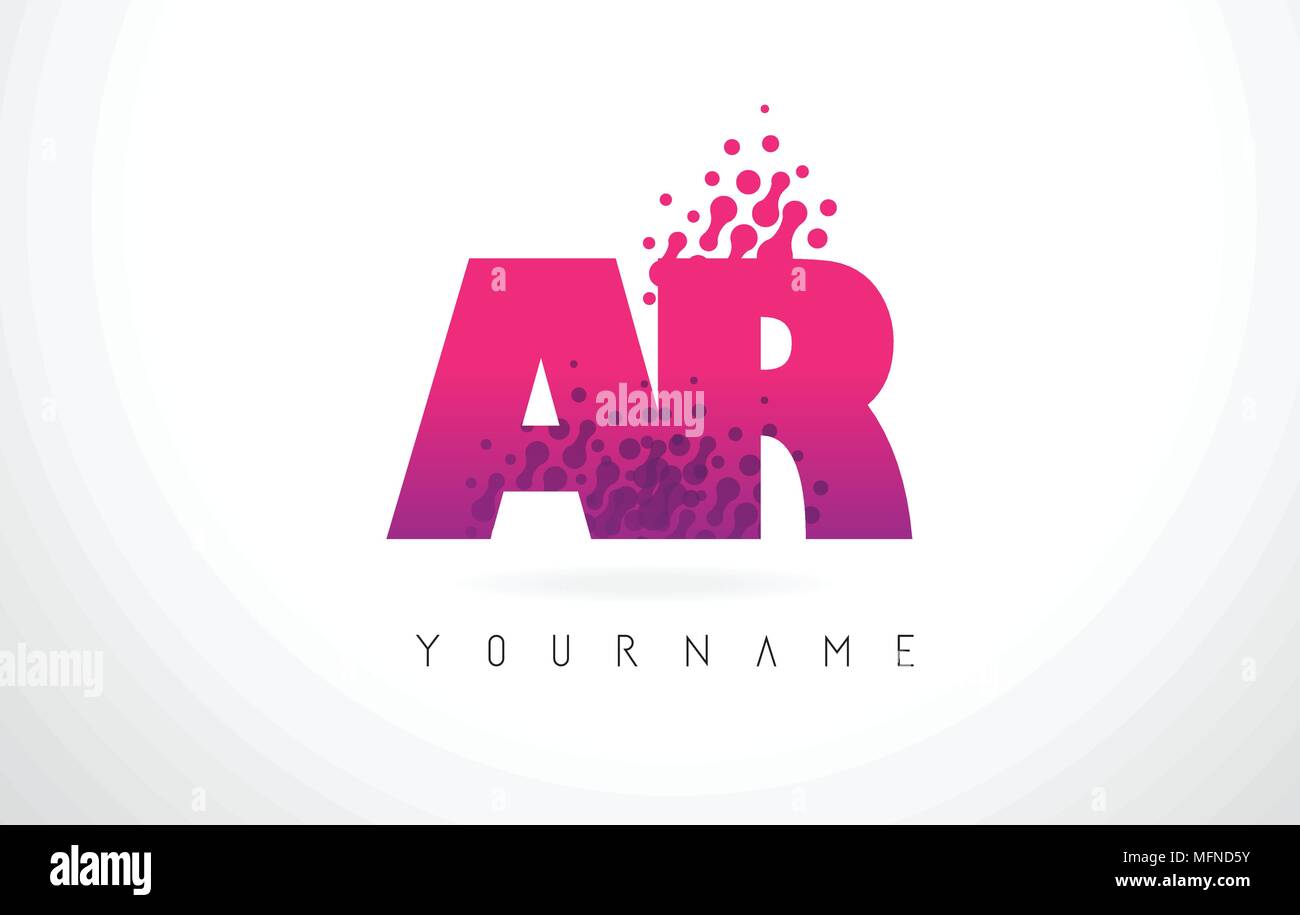 AR A R Letter Logo with Pink Letters and Purple Color Particles Dots ...