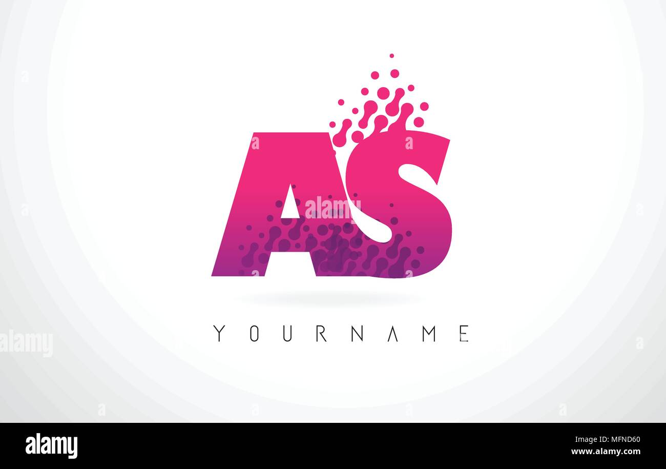 AS A S Letter Logo with Pink Letters and Purple Color Particles Dots ...