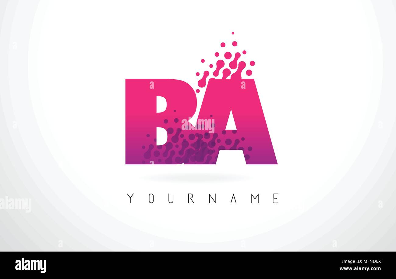 BA B A Letter Logo with Pink Letters and Purple Color Particles Dots ...