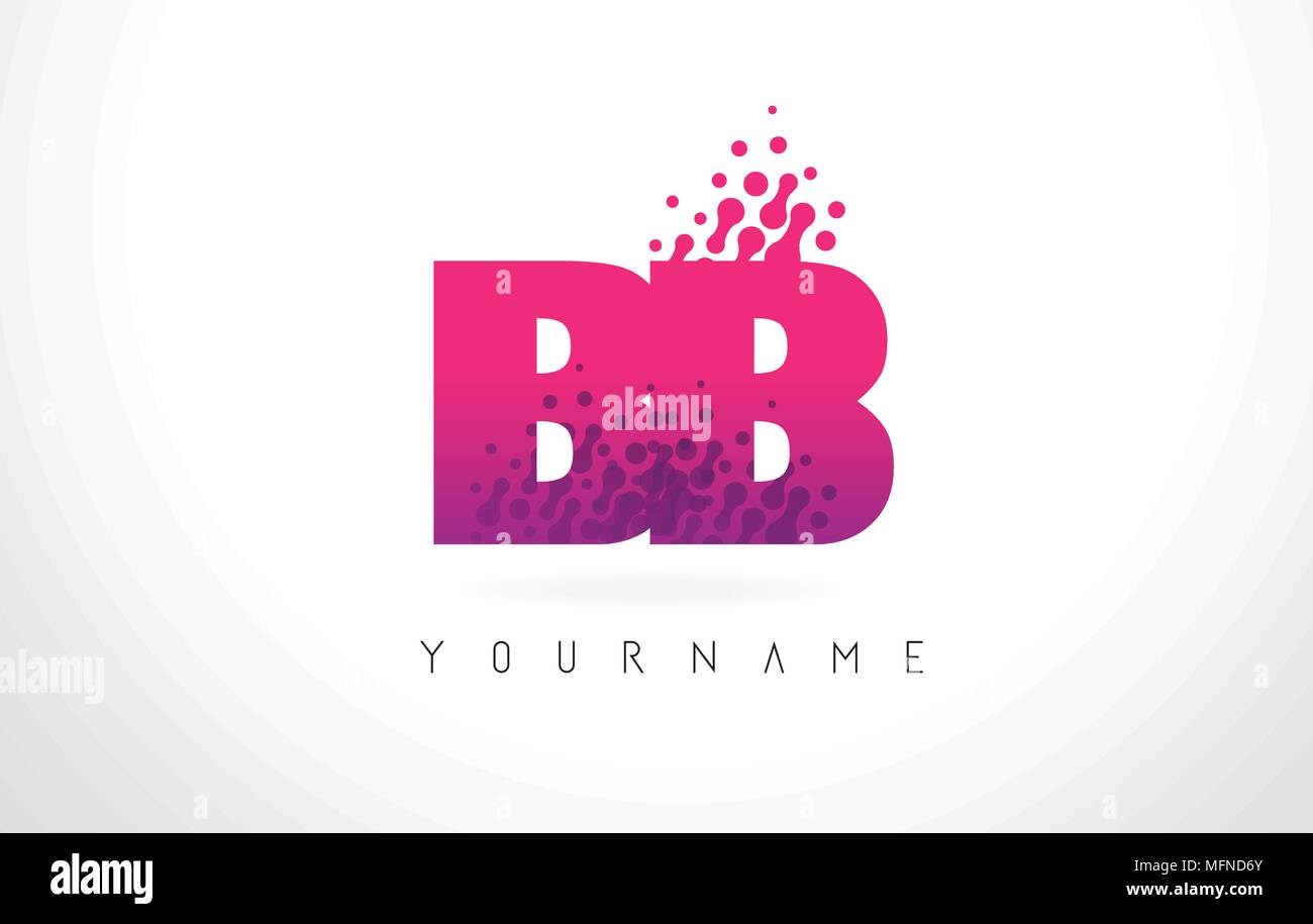BB B B Letter Logo with Pink Letters and Purple Color Particles Dots ...