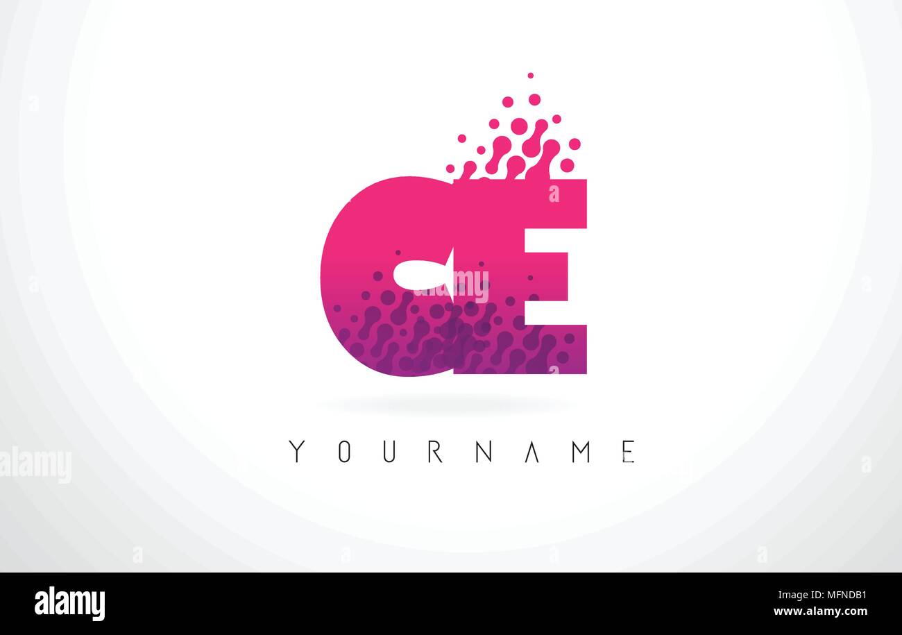 CE C E Letter Logo with Pink Letters and Purple Color Particles Dots ...