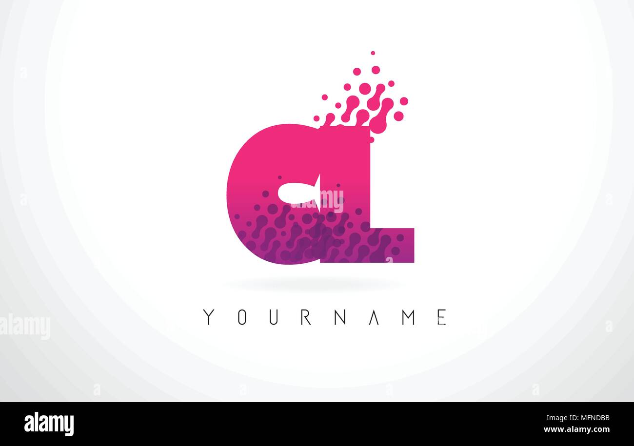 CL C L Letter Logo with Pink Letters and Purple Color Particles Dots ...