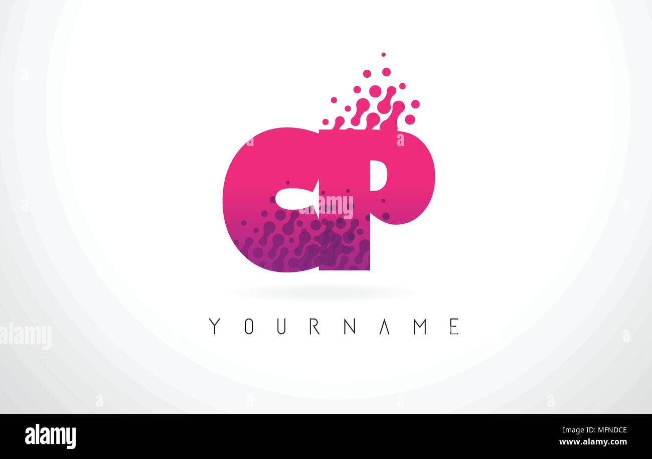 CP C P Letter Logo with Pink Letters and Purple Color Particles Dots ...