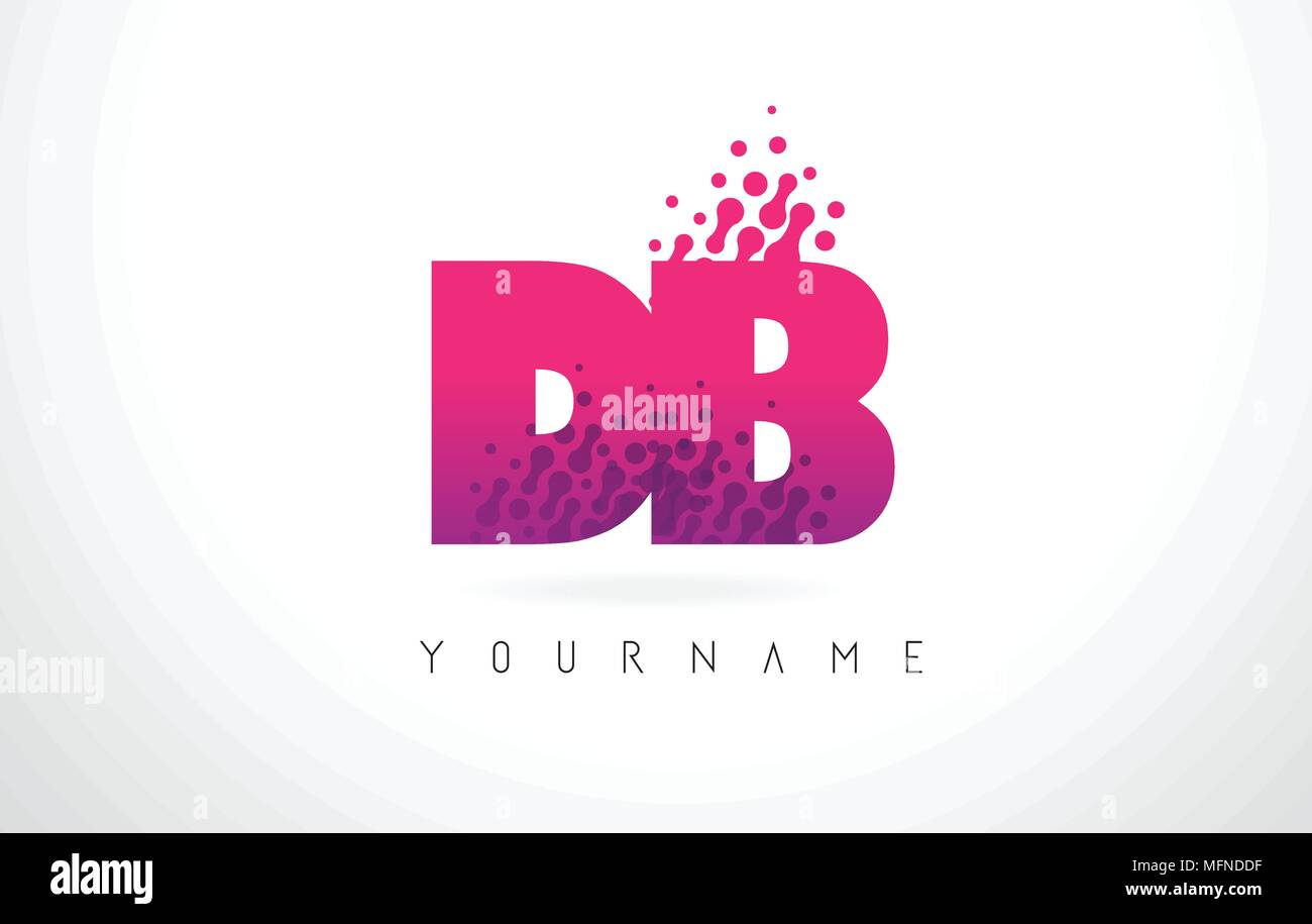 DB D B Letter Logo with Pink Letters and Purple Color Particles Dots ...