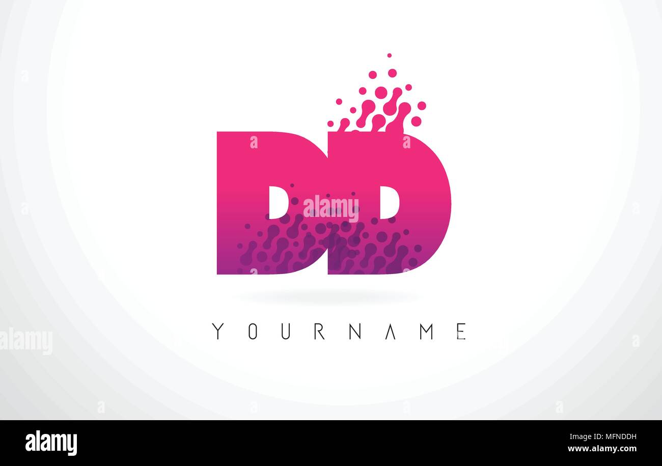 DD D D Letter Logo with Pink Letters and Purple Color Particles Dots ...