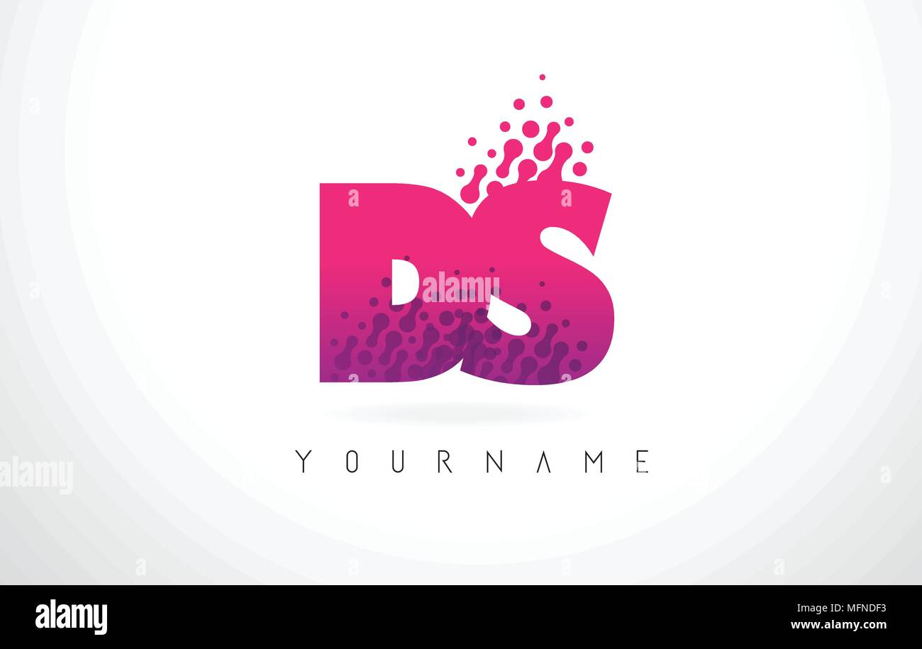 DS D S Letter Logo with Pink Letters and Purple Color Particles Dots ...