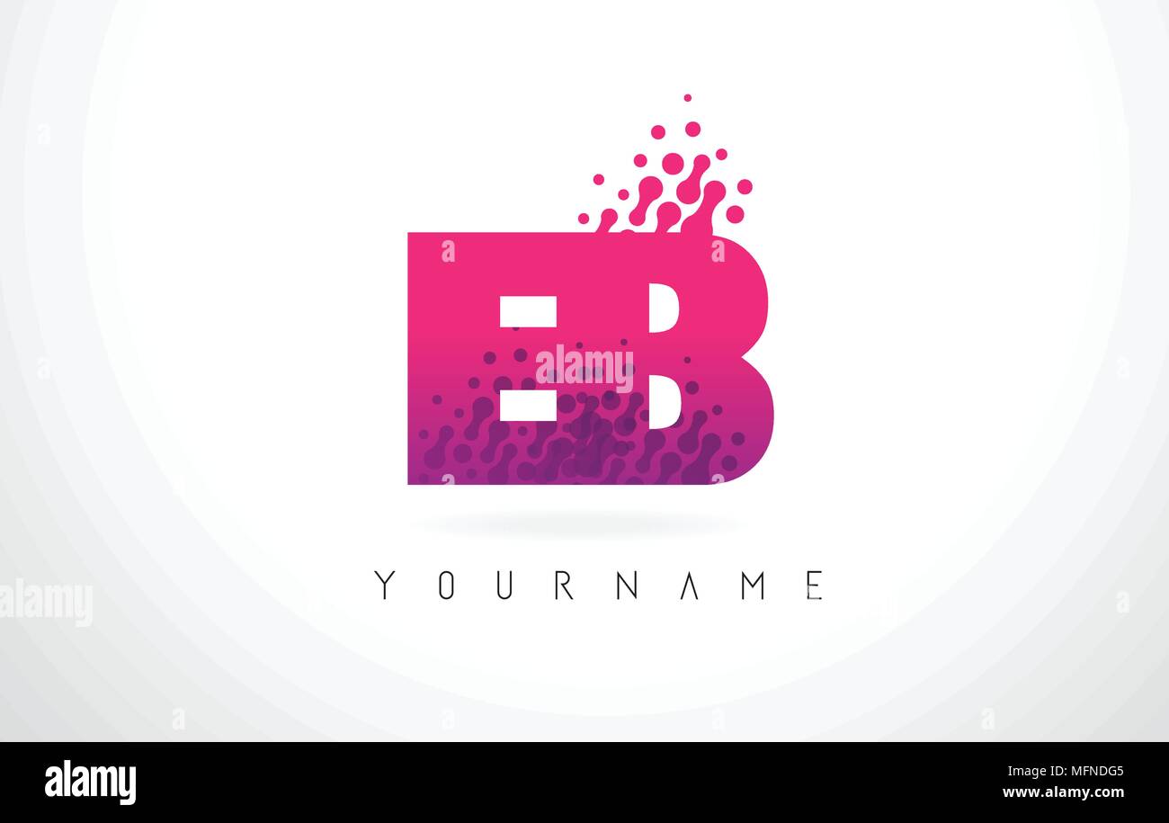 EB E B Letter Logo with Pink Letters and Purple Color Particles Dots ...