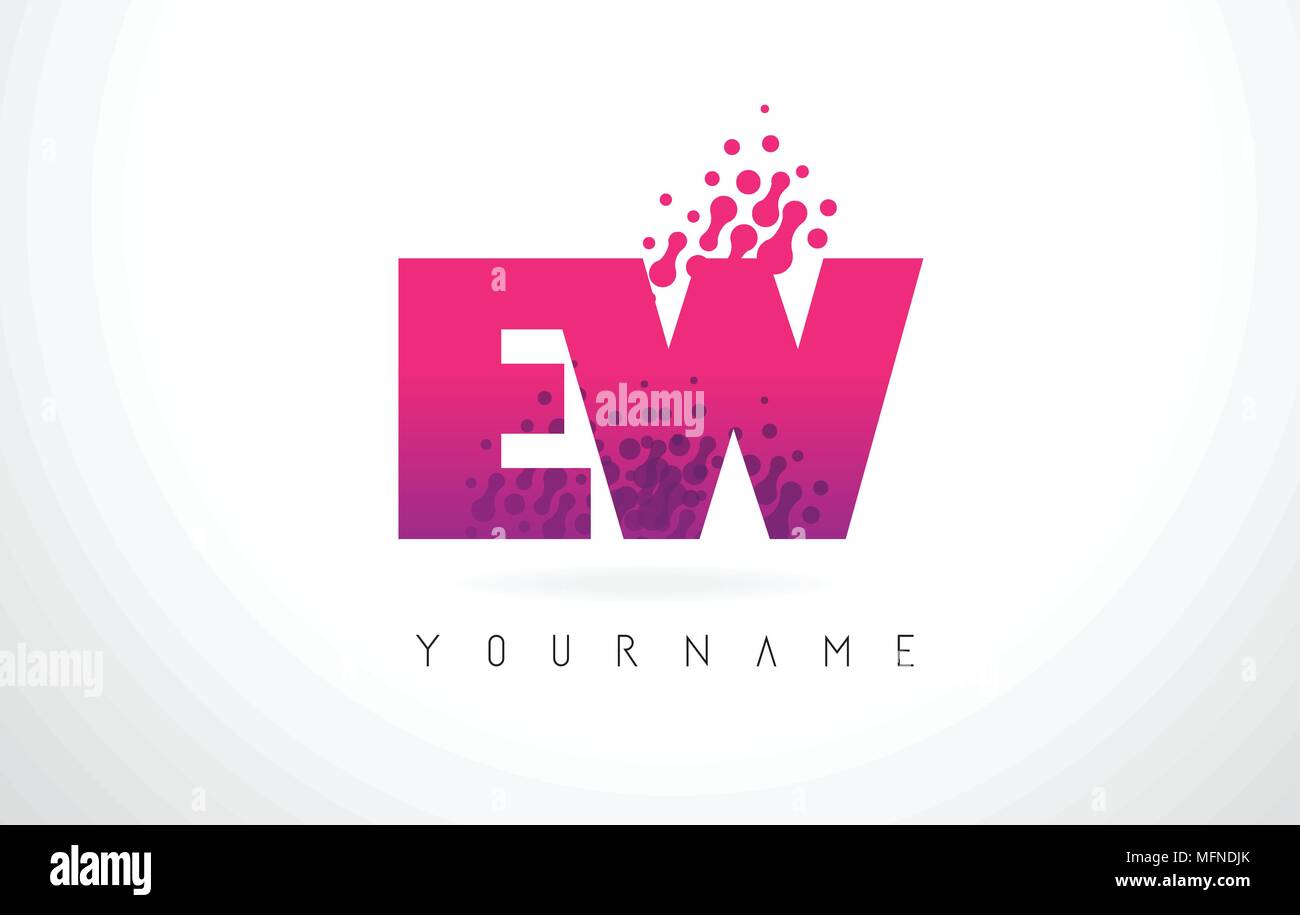EW E W Letter Logo with Pink Letters and Purple Color Particles Dots ... EW E W Letter Logo with Pink Letters and Purple Color Particles Dots ...