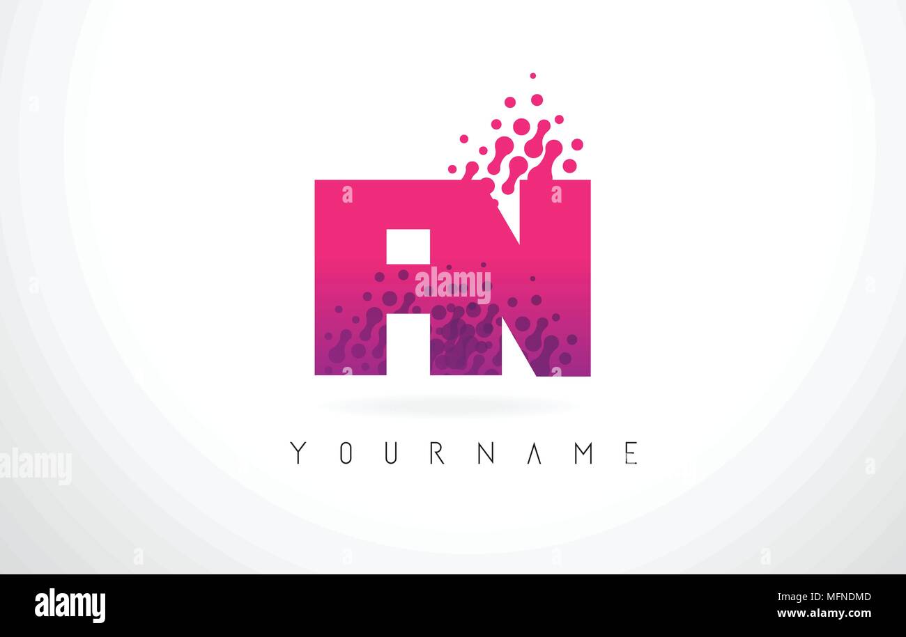 FN F N Letter Logo with Pink Letters and Purple Color Particles Dots ...