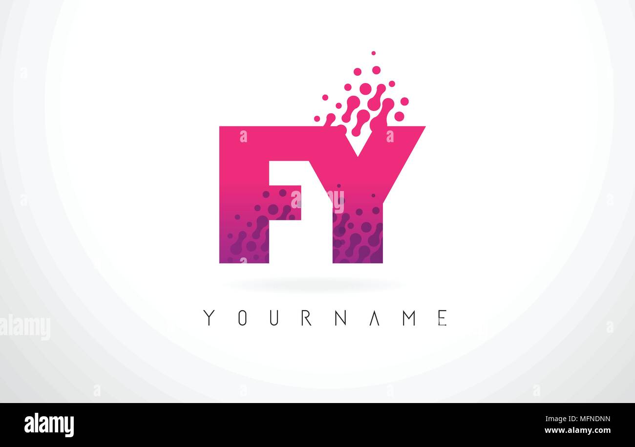 FY F Y Letter Logo with Pink Letters and Purple Color Particles Dots ...