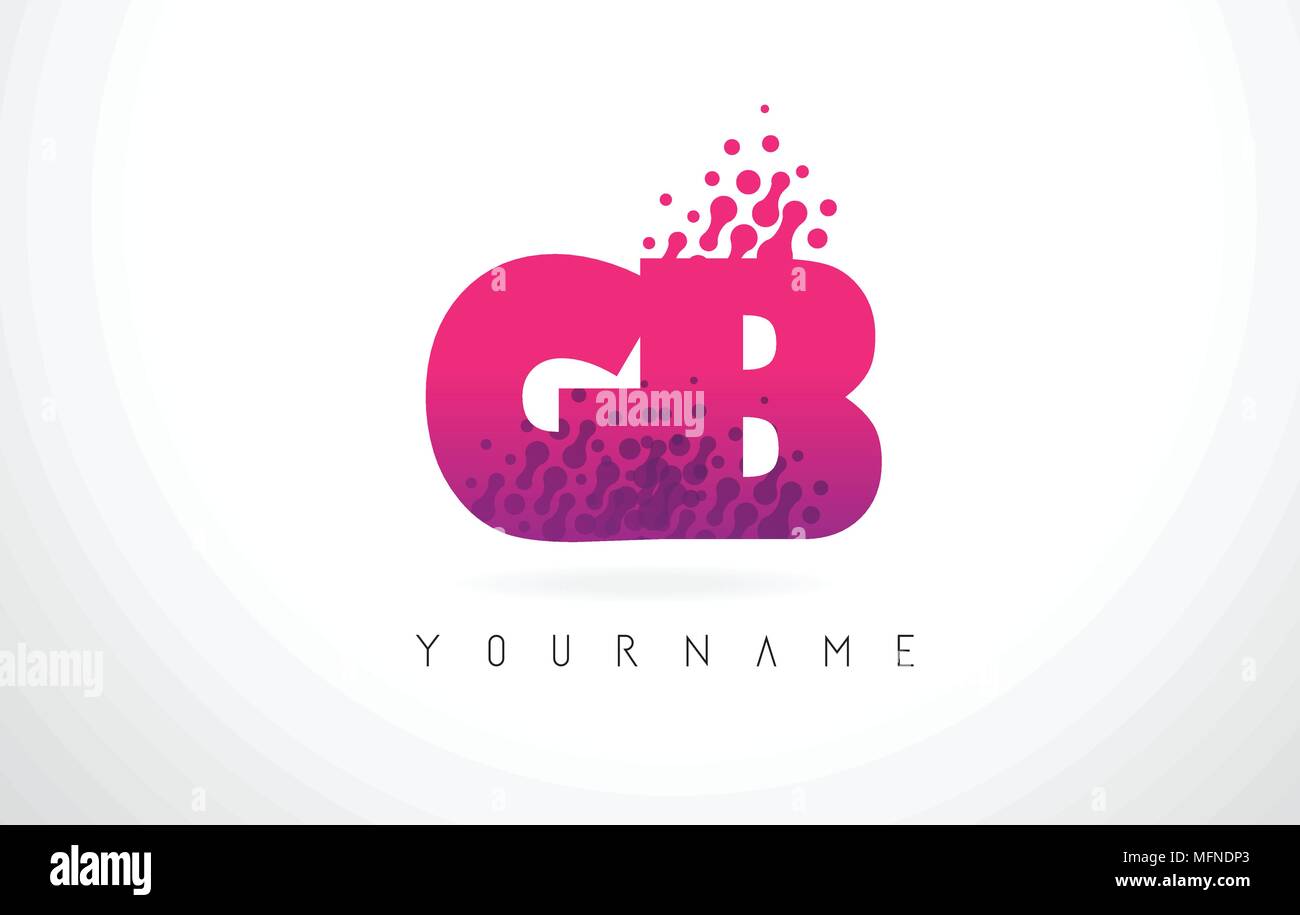 GB G B Letter Logo with Pink Letters and Purple Color Particles Dots ...