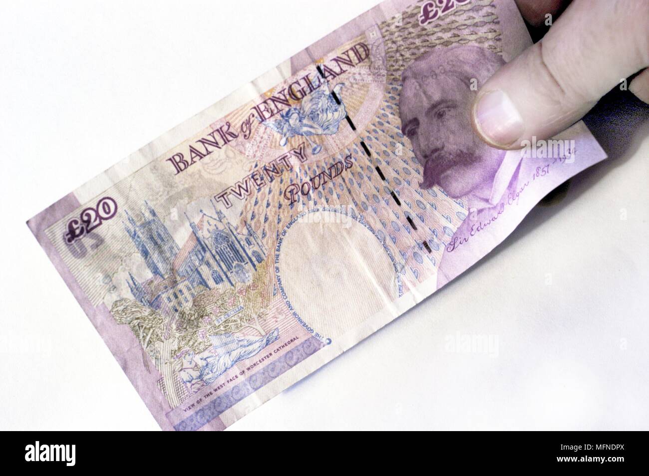 Money - £20 notes. UK sterling. British currency. Date: 23.05.2005 ...