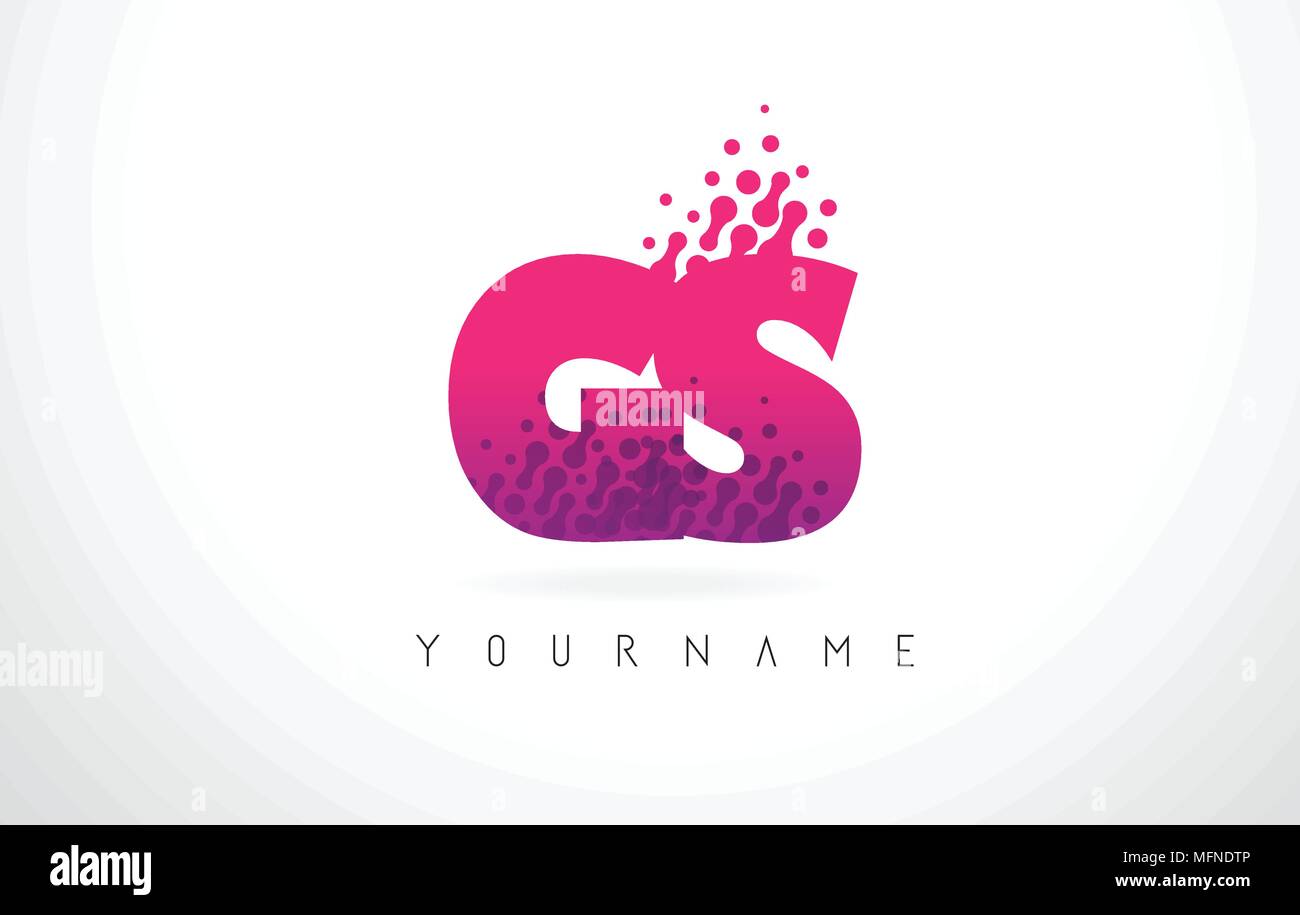 GS G S Letter Logo with Pink Letters and Purple Color Particles Dots ...