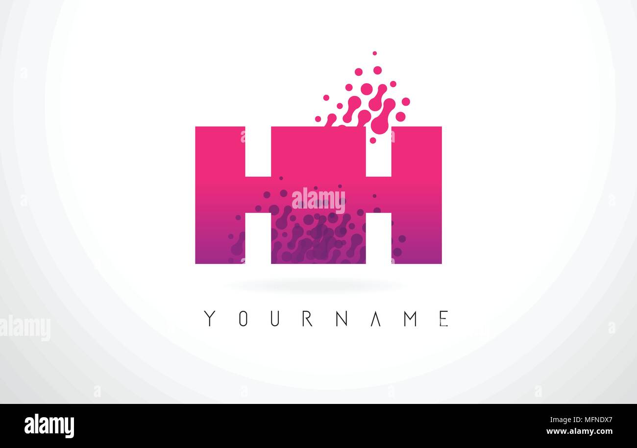 HH H H Letter Logo with Pink Letters and Purple Color Particles Dots ...
