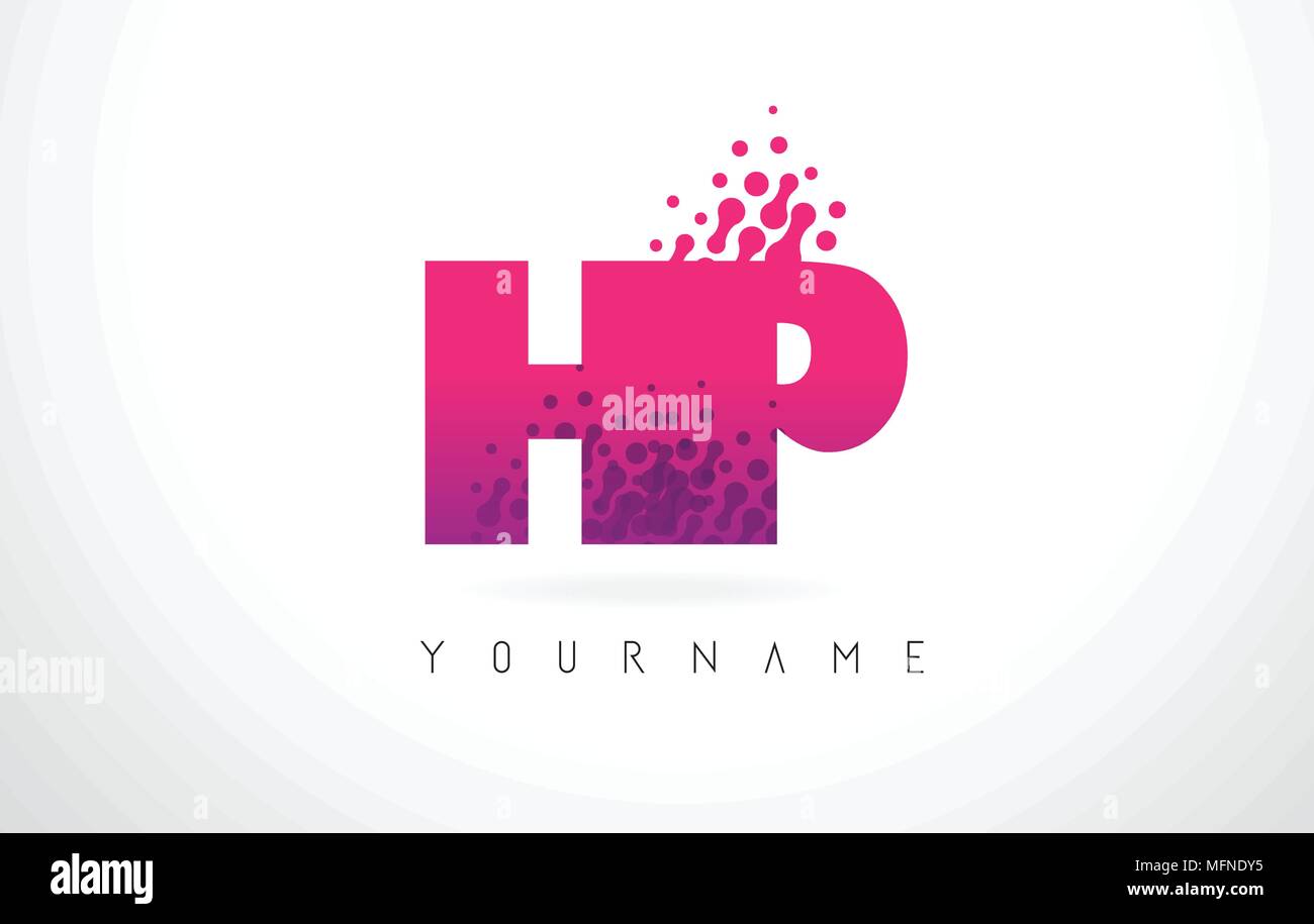 HP H P Letter Logo with Pink Letters and Purple Color Particles Dots ...