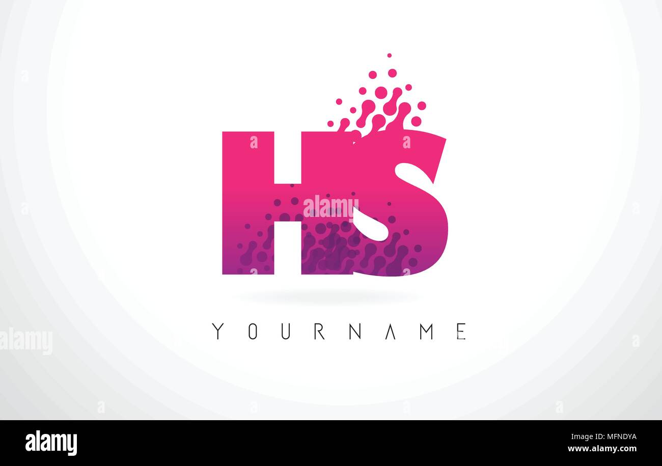 HS H S Letter Logo with Pink Letters and Purple Color Particles Dots ...