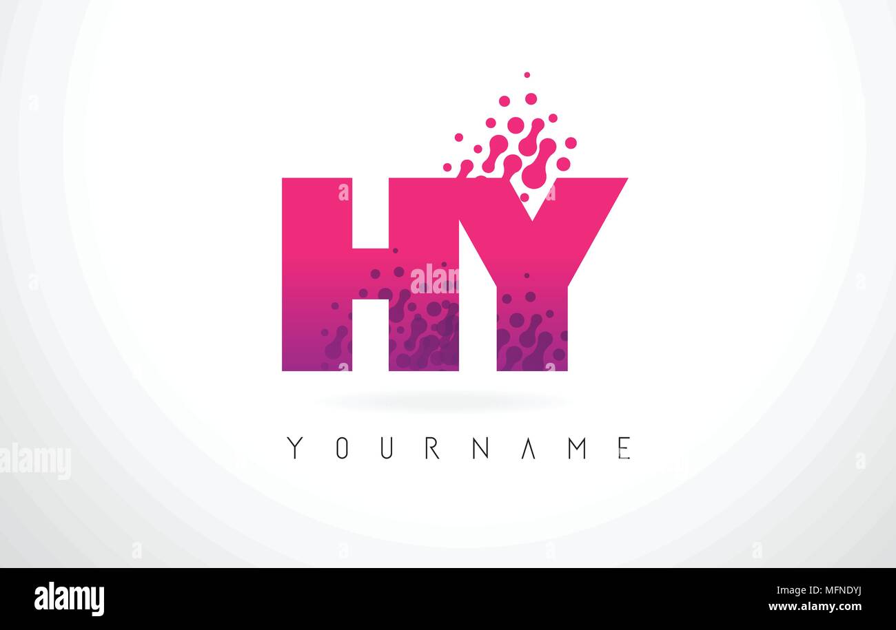 HY H Y Letter Logo with Pink Letters and Purple Color Particles Dots ...