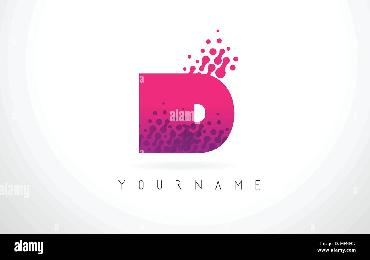 ID I D Letter Logo with Pink Letters and Purple Color Particles Dots ...