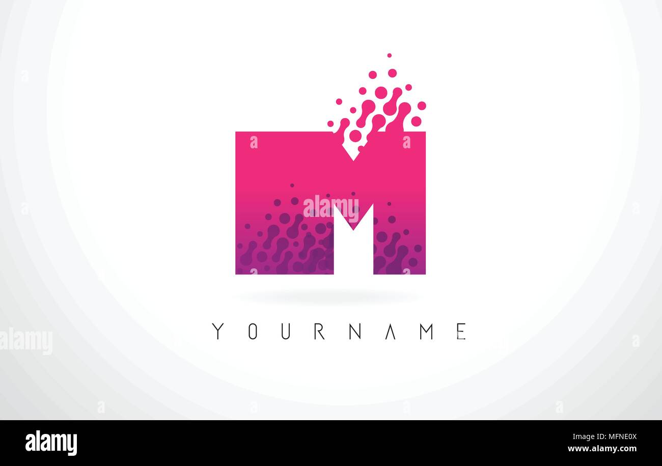 IM I M Letter Logo with Pink Letters and Purple Color Particles Dots ...