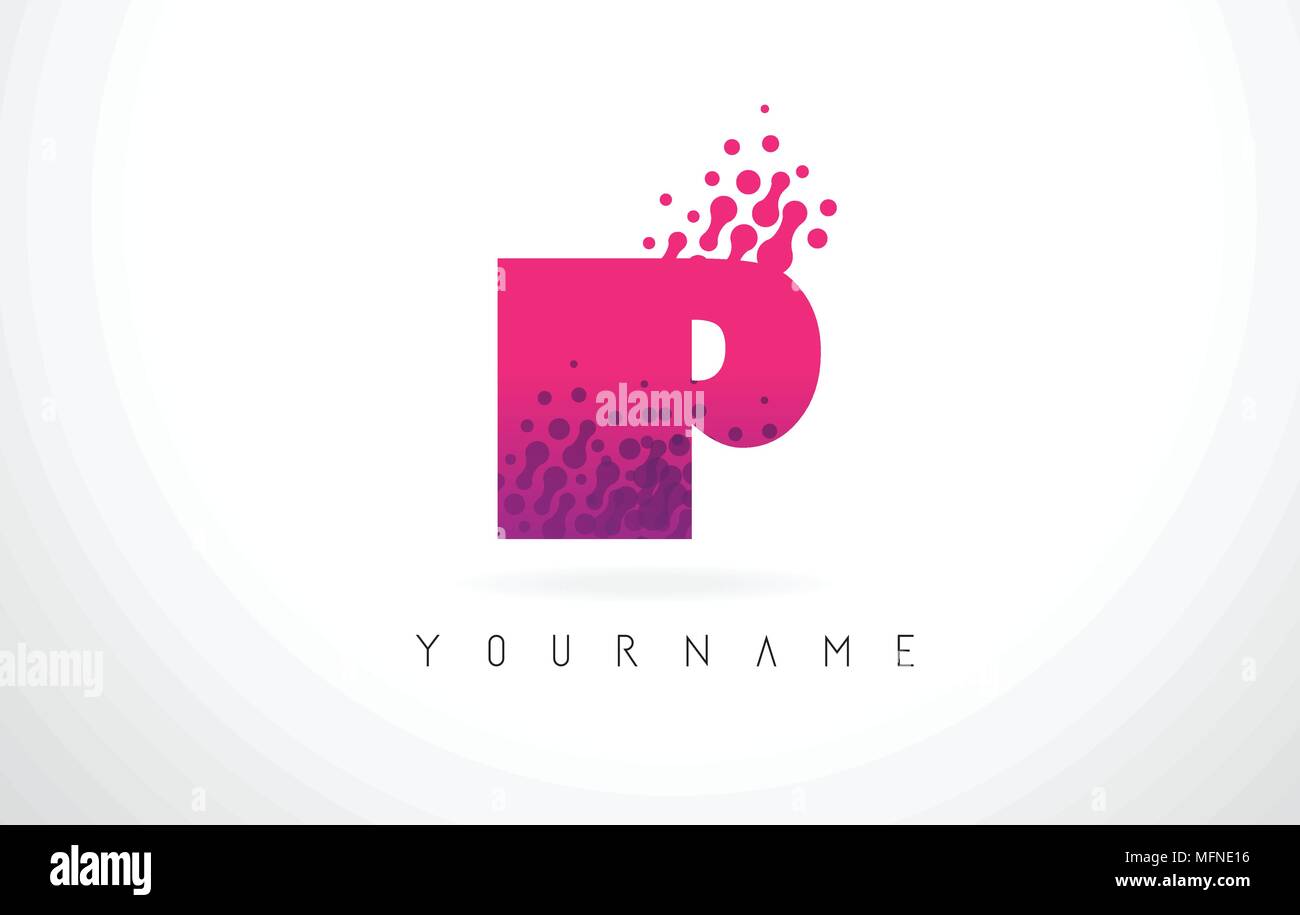IP I P Letter Logo with Pink Letters and Purple Color Particles Dots ...