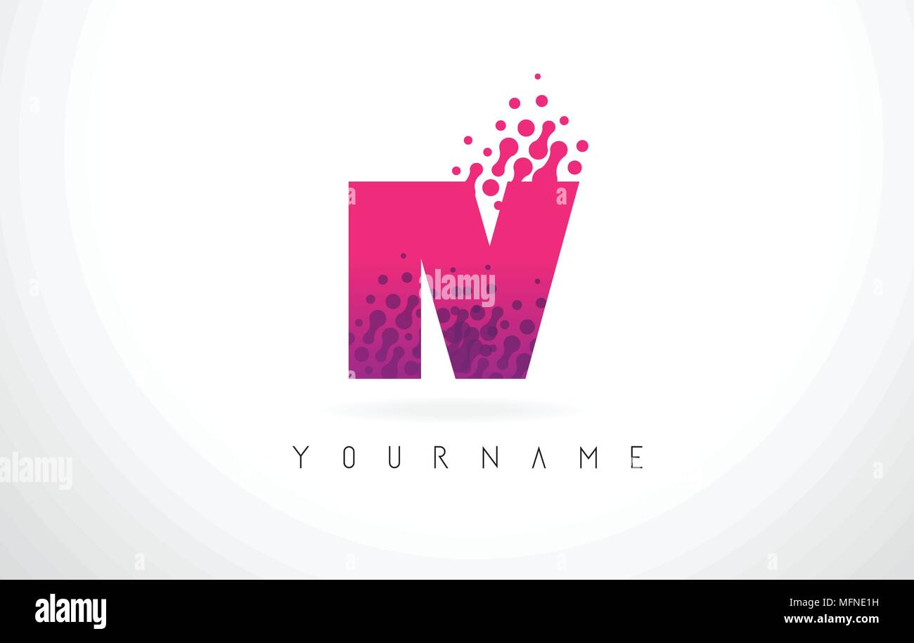 IV I V Letter Logo with Pink Letters and Purple Color Particles Dots ...