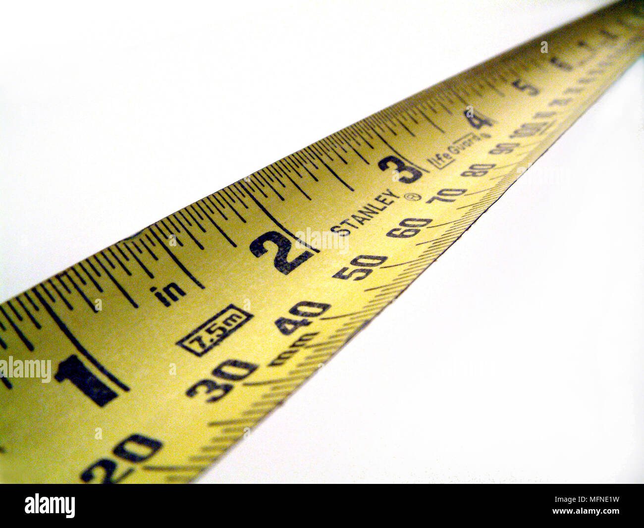 Close-up of a tape measure Ref: CRB117 10024 034 Compulsory Credit ...
