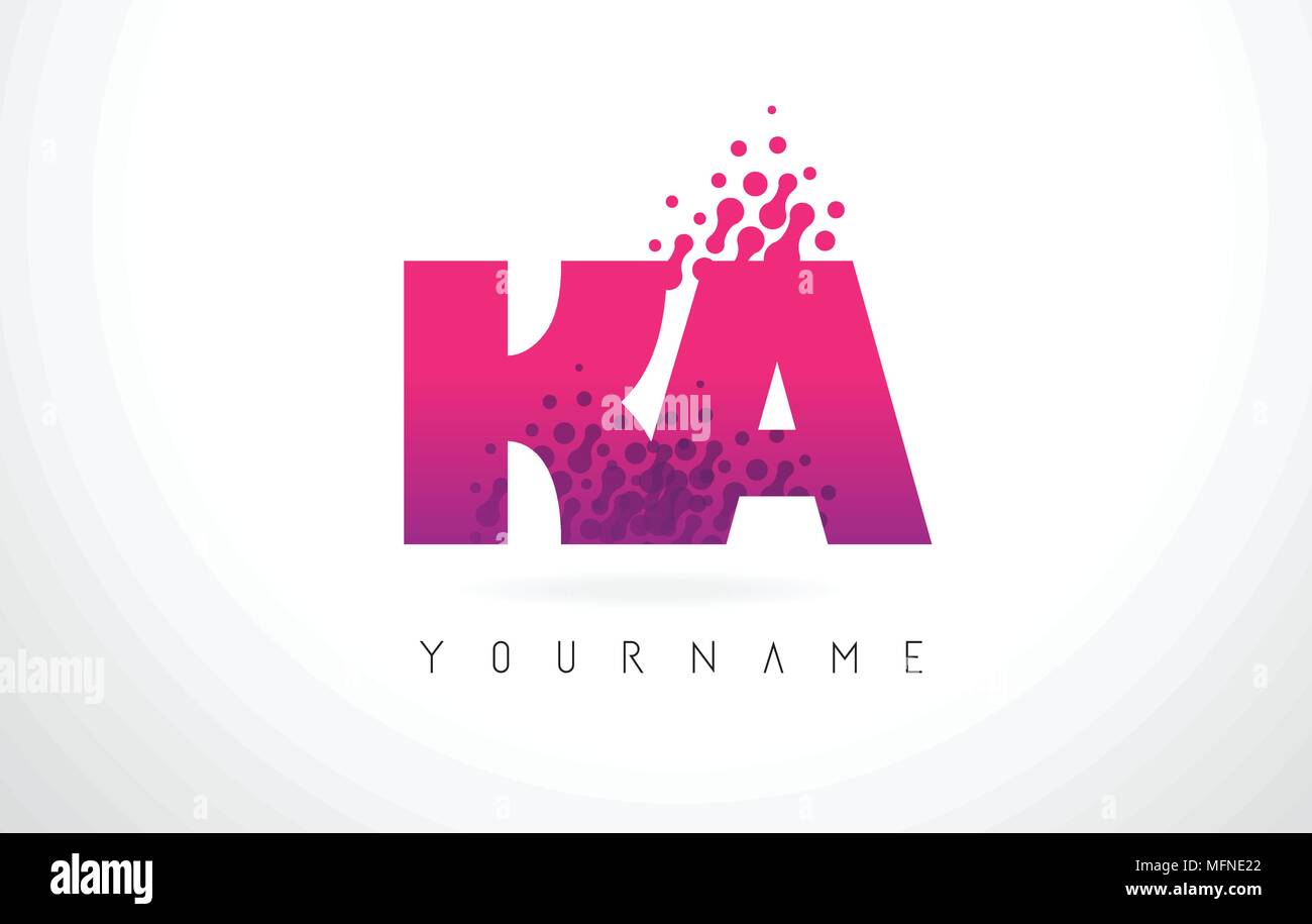 KA K A Letter Logo with Pink Letters and Purple Color Particles Dots ...
