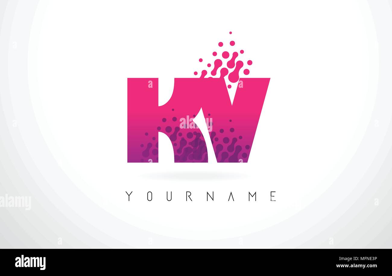 KV K V Letter Logo With Pink Letters And Purple Color Particles Dots kv-k-v-letter-logo-with-pink-letters-and-purple-color-particles-dots